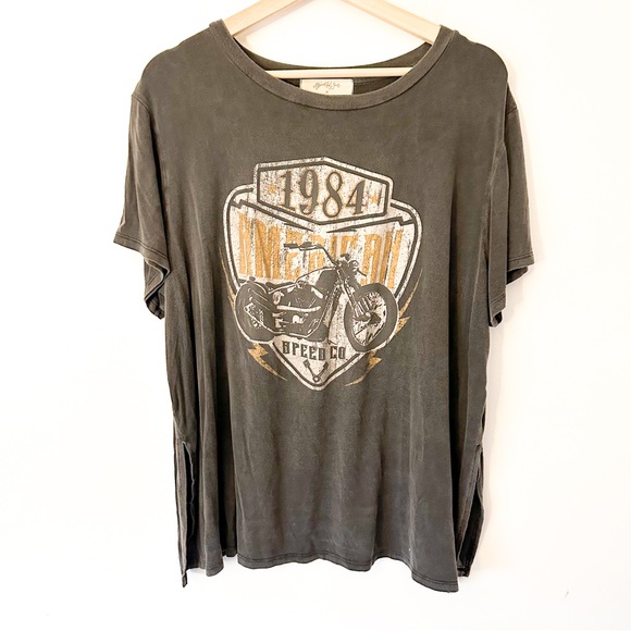 ARULA | Tops | Arula 984 Motorcycle Graphic Tee Dark Gray | Poshmark